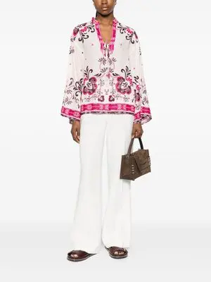 VIA MASINI 80 Wide-leg Linen Trousers - Ivory