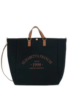 Elisabetta Franchi Cotton Tote Bag - Black