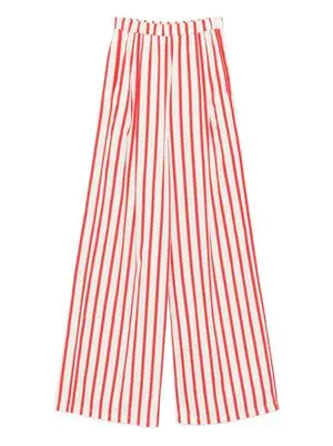 FORTE_FORTE Striped Wide Leg Trousers - Red