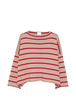 BEYOU Striped Cashmere And Cotton Sweater - Beige