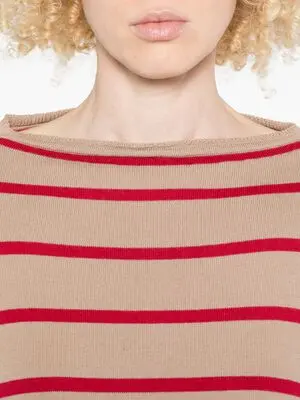 BEYOU Striped Cashmere And Cotton Sweater - Beige