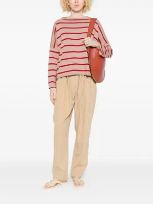 BEYOU Striped Cashmere And Cotton Sweater - Beige