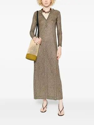 SIYU Patterned Kaftan Dress - Black