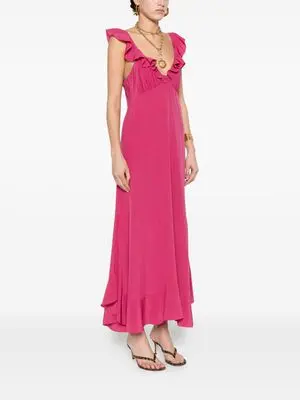 Chloé Silk Long Dress - Fuchsia
