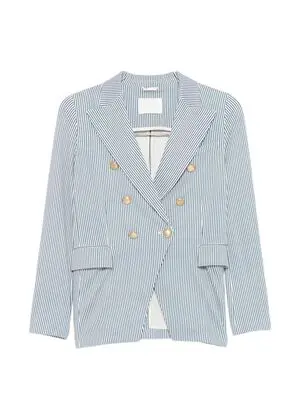 CIRCOLO 1901 Striped Double Breasted Jacket - Blue