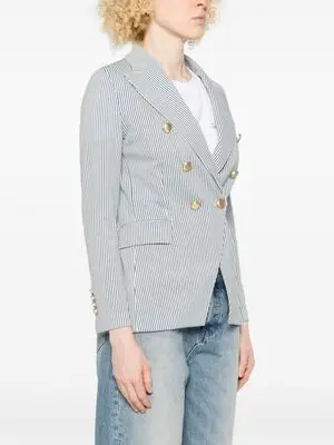 CIRCOLO 1901 Striped Double Breasted Jacket - Blue