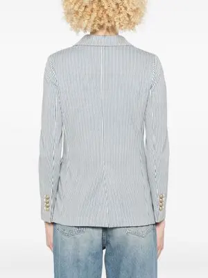 CIRCOLO 1901 Striped Double Breasted Jacket - Blue