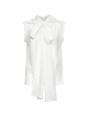 PAROSH Silk Sleeveless Top - Cream