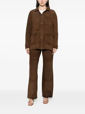 PAROSH Suede Leather Jacket - Leather Brown
