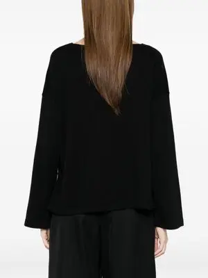 CT PLAGE Cotton Crewneck Sweater - Black