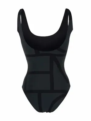 TOTEME Monogram Print Swimsuit - Black