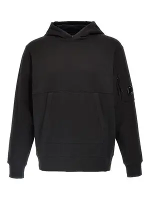 C.P. COMPANY Logo Cotton Hoodie - Black