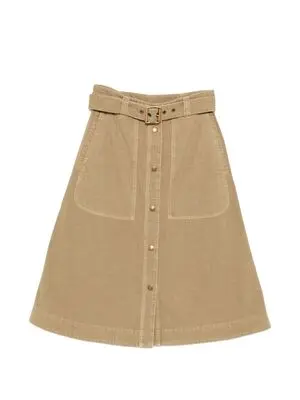 Moncler Cotton A-line Long Skirt - Beige