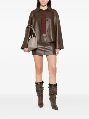 PAROSH Leather Mini Skirt