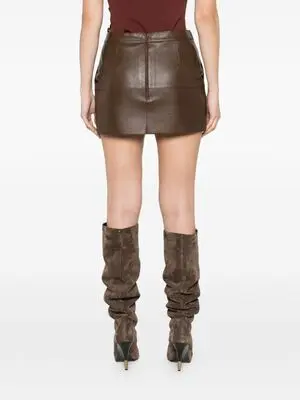 PAROSH Leather Mini Skirt