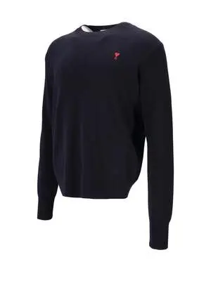 Ami Contrast Heart Crewneck Pullover - Marine/rouge