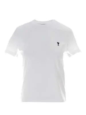 AMI Paris De Coeur Contrast Cropped T-shirt - Blanc