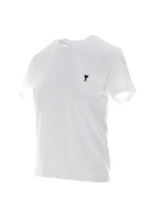 AMI Paris De Coeur Contrast Cropped T-shirt - Blanc