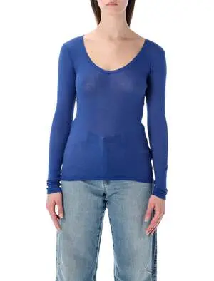 American Vintage Massachusetts Ribbed T-shirt - Blue