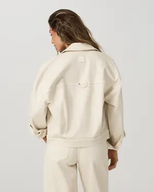 Vuori Vintage Oversized Denim Trucker Jacket - Bone Denim