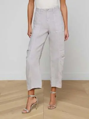 L'Agence Cody Cropped Linen Pants - Light Pewter