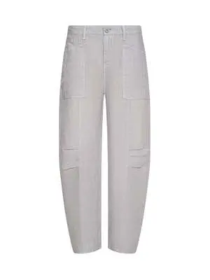 L'Agence Cody Cropped Linen Pants - Light Pewter