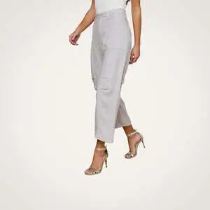 L'Agence Cody Cropped Linen Pants - Light Pewter