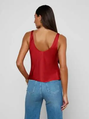 L'Agence Bias-cut Satin Tank Top - Poppy