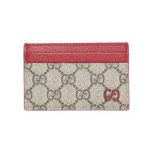 Gucci Monogram Card Holder 'beige/ebony - Red