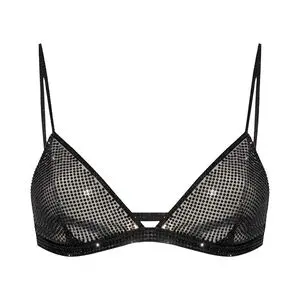 FERRAGAMO Crystal Embellished Triangle Bralette - Black