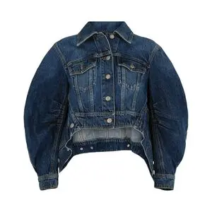 Alexander McQueen Cropped Cocoon Sleeve Denim Jacket