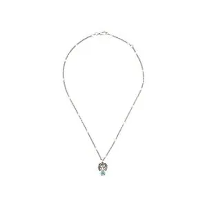 Gucci Lion Head Crystal Necklace - Silver
