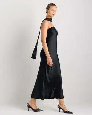 Quince Strapless Scarf Maxi Dress - Black