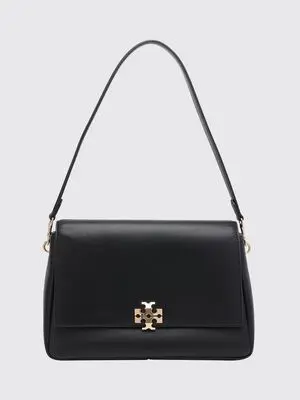 Tory Burch Charlie Smooth Calf Leather Shoulder Bag With Double T Logo - Black