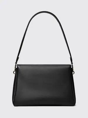 Tory Burch Charlie Smooth Calf Leather Shoulder Bag With Double T Logo - Black