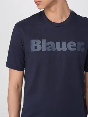 BLAUER. Basic Cotton T-shirt With Logo - Blue