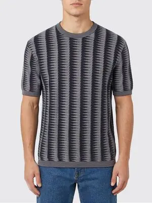 Emporio Armani Cotton Crew Neck Sweater With Abstract Pattern