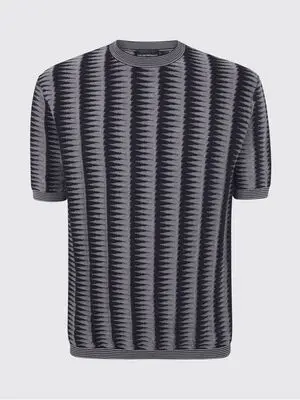 Emporio Armani Cotton Crew Neck Sweater With Abstract Pattern