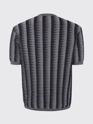 Emporio Armani Cotton Crew Neck Sweater With Abstract Pattern