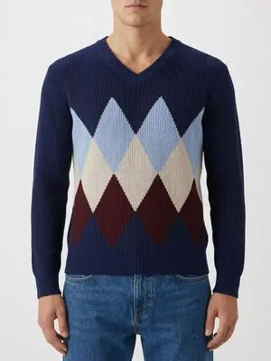 BALLANTYNE Cotton Pullover With Diamond Pattern - Blue