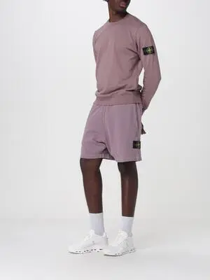 Stone Island Cotton Crew Neck Sweatshirt With Logo Patch - Violet