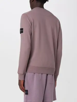 Stone Island Cotton Crew Neck Sweatshirt With Logo Patch - Violet