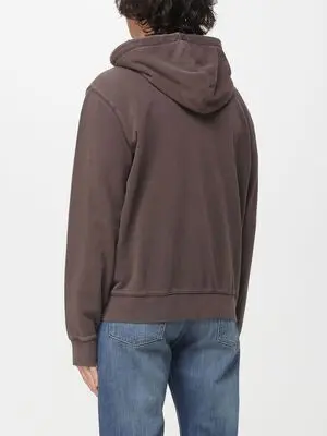 SUN 68 Full Zip Hoodie With Embroidered Logo - Brown