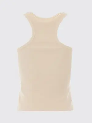 Patrizia Pepe Stretch Cotton Ribbed Top With Rhinestone Logo