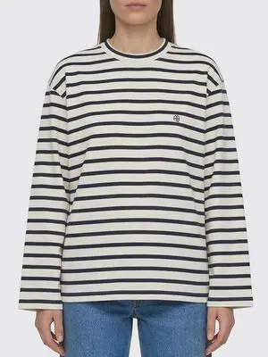 ANINE BING Striped Cotton Long Sleeve T-shirt - Red