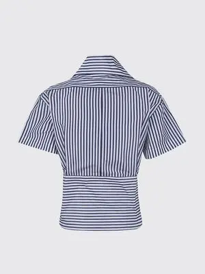 PATOU Striped Shirt With Front Tie Detail - Blue
