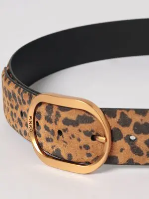 Pinko Belt With Leopard Print And Gold-tone Buckle