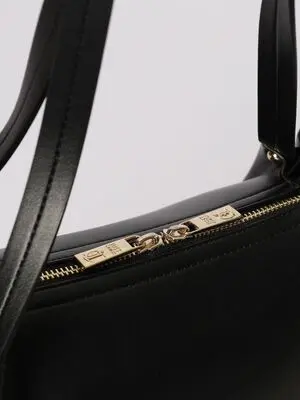 Just Cavalli Faux Leather Shoulder Bag With Embellished Logo Charm - Black