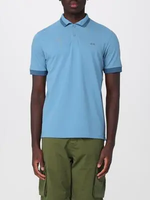 SUN 68 Cotton Logo Polo Shirt - Gnawed Blue