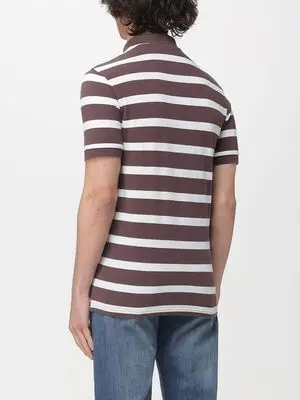 SUN 68 Striped Cotton Polo Shirt With Logo - Brown